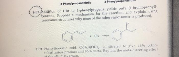 Solved 3-Phenylpropanenitrile 3.Phenylpro 9.62 Addition of | Chegg.com