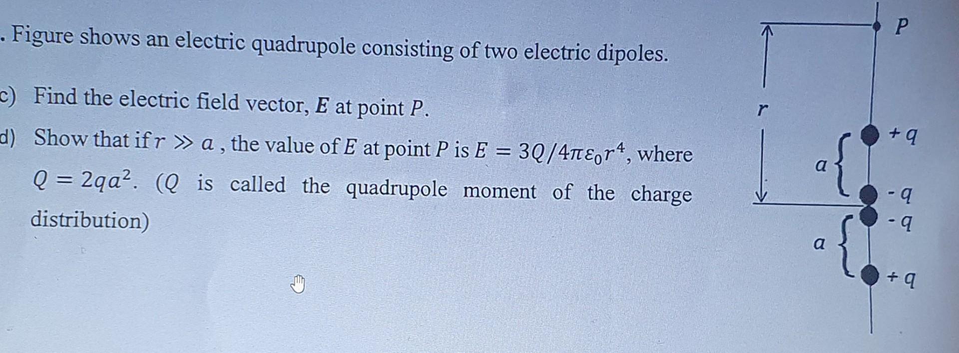 Solved Figure shows an electric quadrupole consisting of two | Chegg.com
