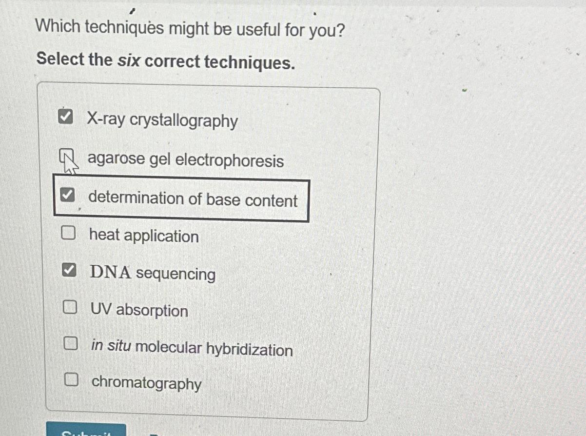 Solved Which techniques might be useful for you?Select the | Chegg.com