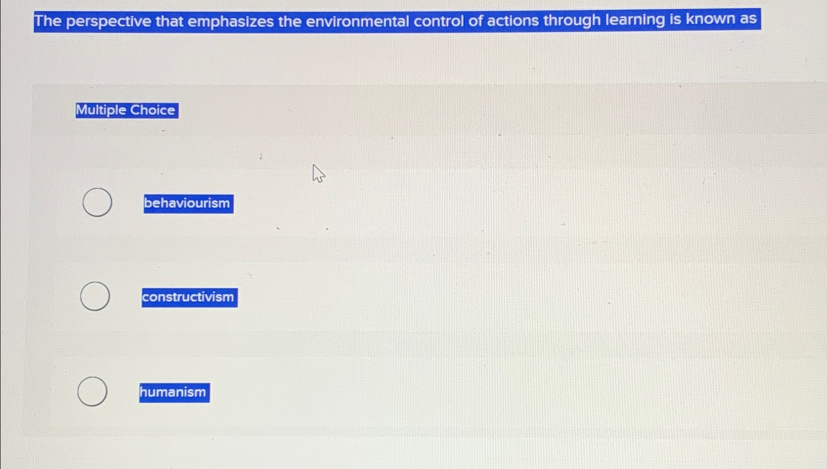 Solved The perspective that emphasizes the environmental | Chegg.com
