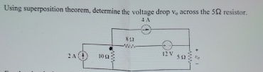 Solved Using superposition theorem, determine the voltage | Chegg.com