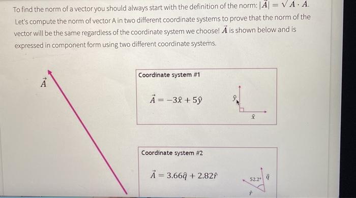 Solved To find the norm of a vector you should always start | Chegg.com