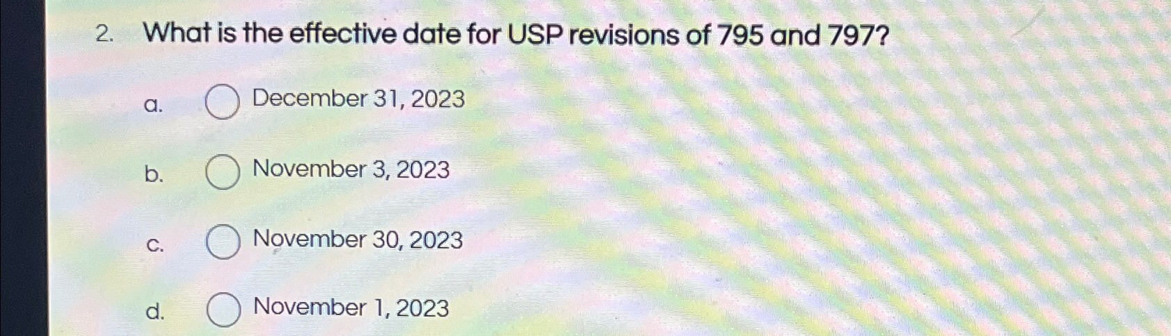 Solved What is the effective date for USP revisions of 795 | Chegg.com