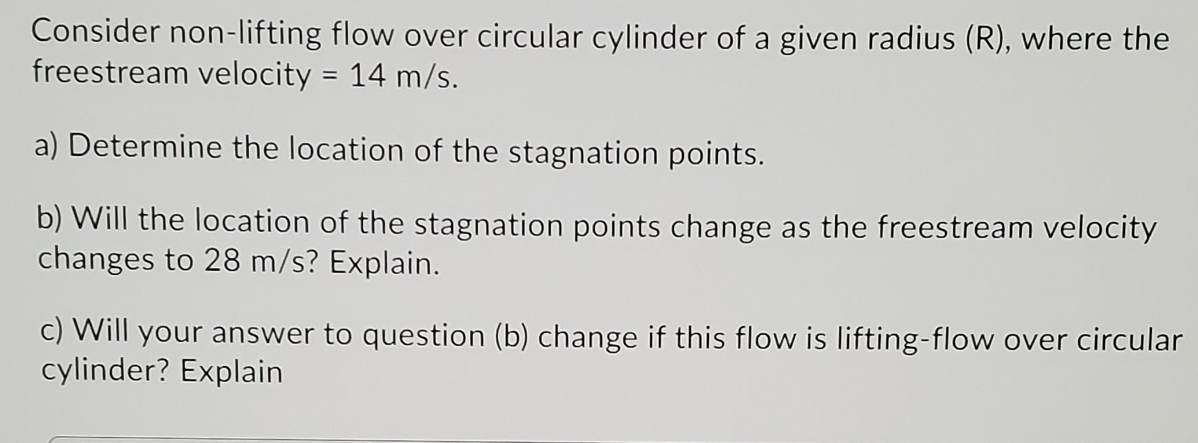 Solved Consider non-lifting flow over circular cylinder of a | Chegg.com