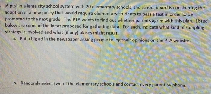 Solved in a large school system with 20 elementary schools | Chegg.com