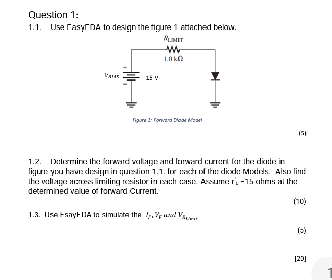 Solved Question 1:1.1. ﻿Use EasyEDA to design the figure 1 | Chegg.com