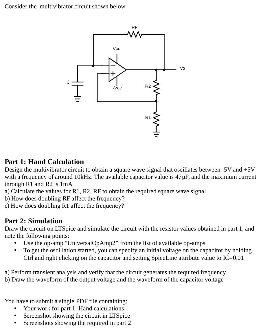 Consider the multivibrator circuit shown below Part | Chegg.com