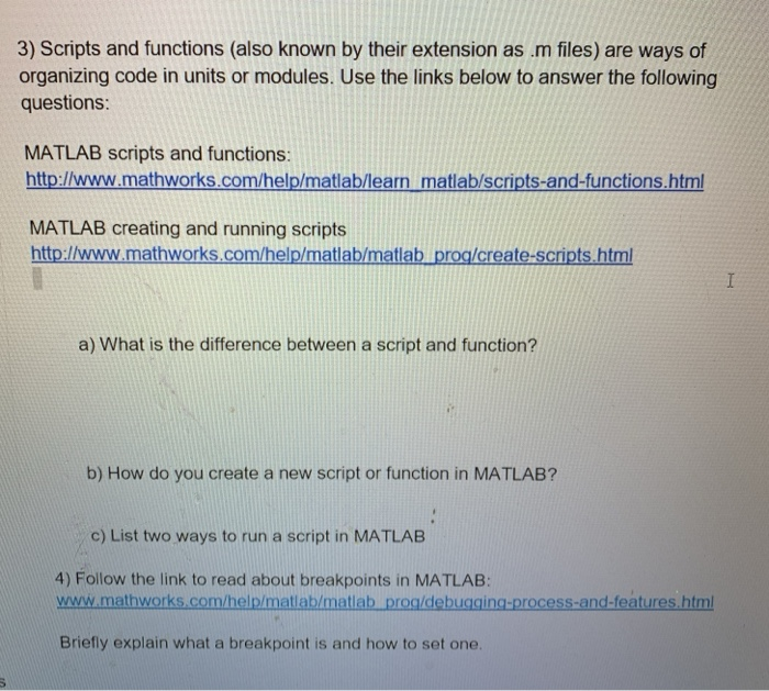 Solved 3) Scripts and functions (also known by their | Chegg.com