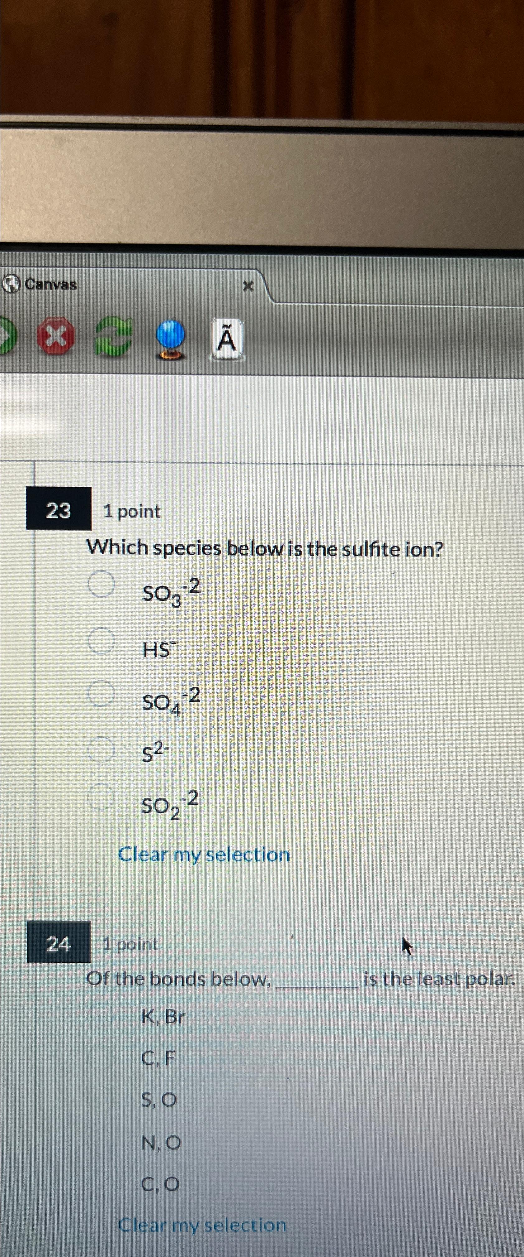 Solved 231 ﻿pointWhich species below is the sulfite | Chegg.com