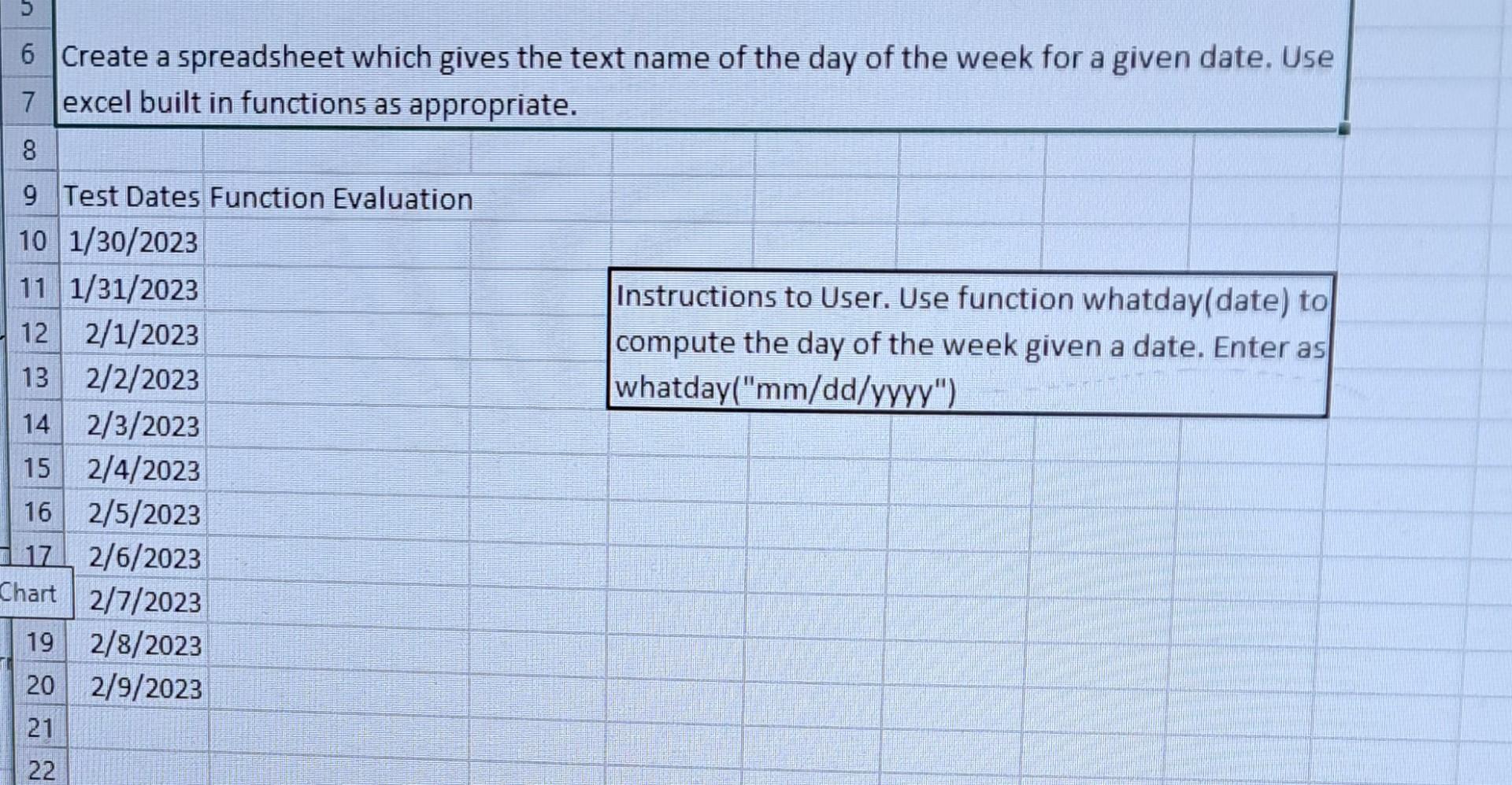 Solved Create a spreadsheet which gives the text name of the | Chegg.com