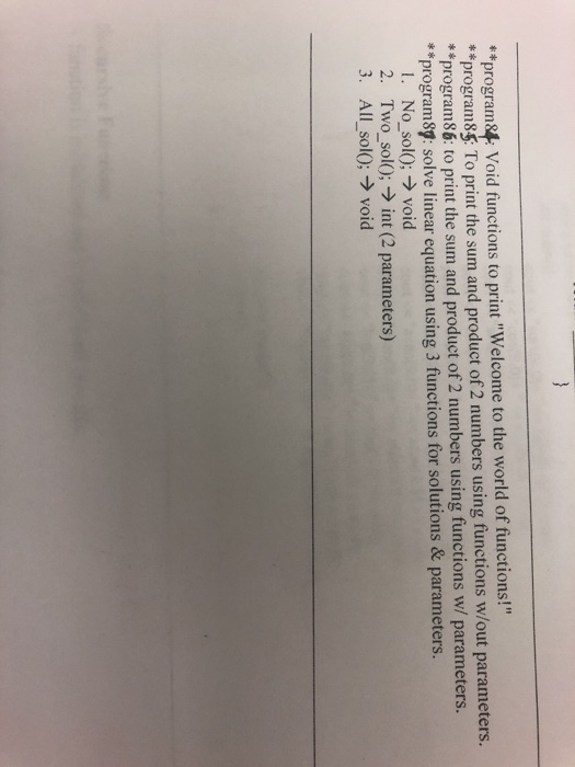 **program&4: Void functions to print **program&4: Void functions to print