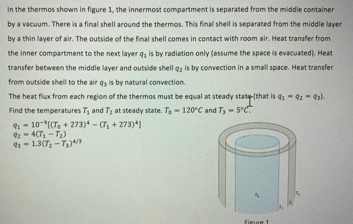 Solved In the thermos shown in figure 1, the innermost | Chegg.com