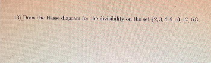 Solved 13) Draw the Hasse diagram for the divisibility on | Chegg.com