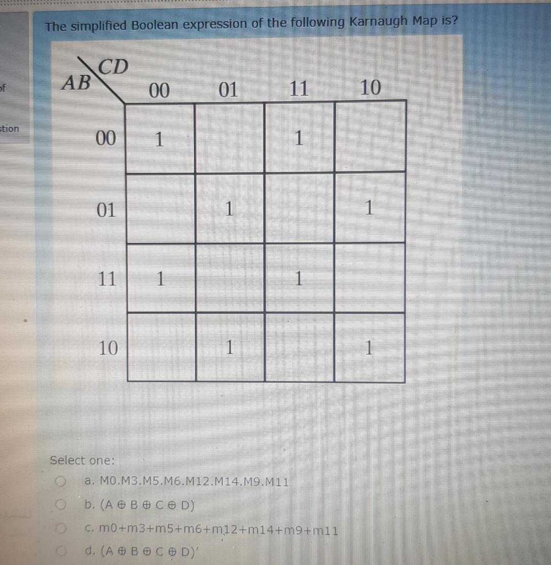 Solved The simplified Boolean expression of the following | Chegg.com