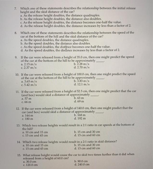 Solved Stopping Distance Activity Background: This activity | Chegg.com
