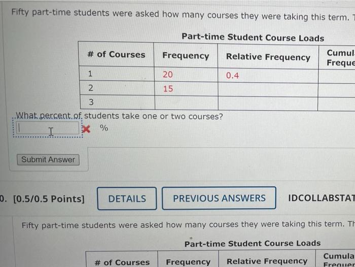 Solved Fifty part-time students were asked how many courses | Chegg.com