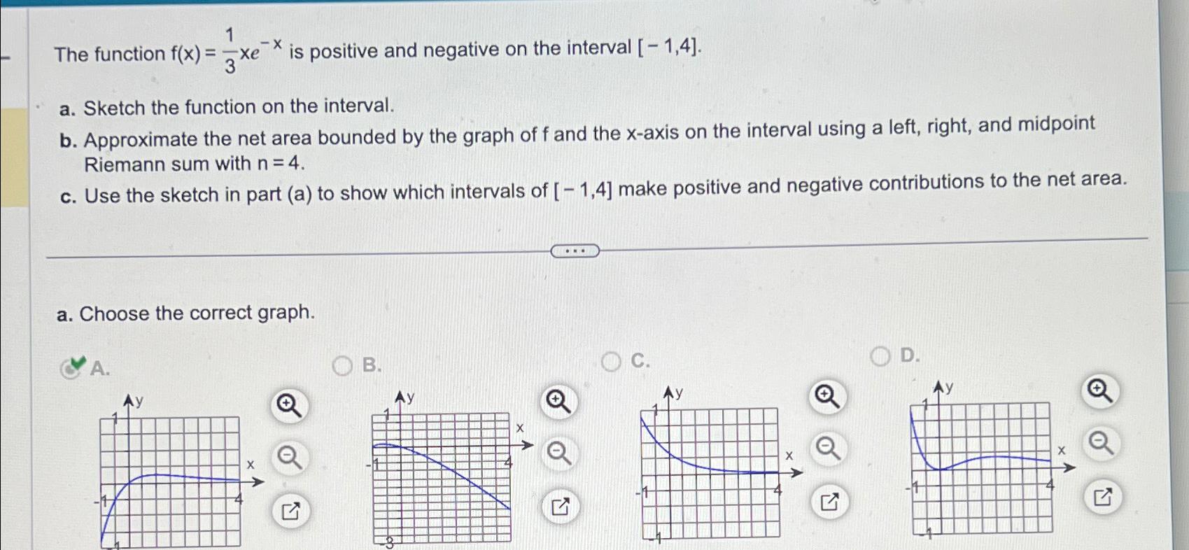 Solved The function f(x)=(1)/(3)xe^(-x) is positive and | Chegg.com