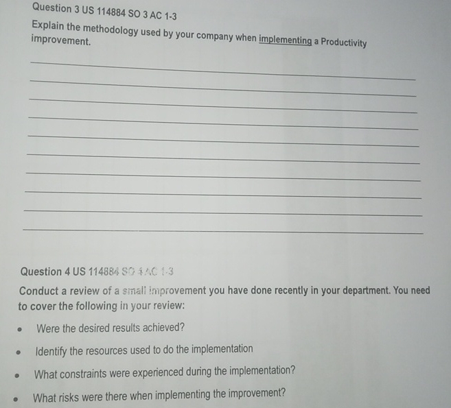 Solved US 114884 ﻿Co-ordinate the improvement of | Chegg.com