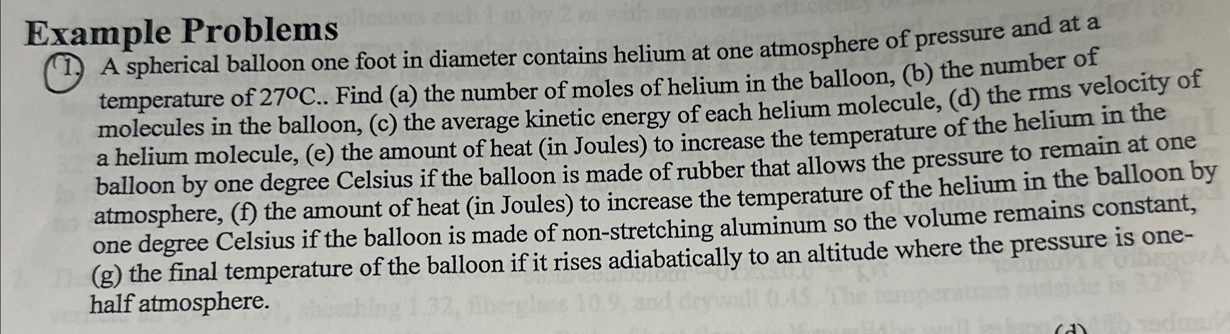 Solved Example Problems(1.) ﻿A spherical balloon one foot in | Chegg.com