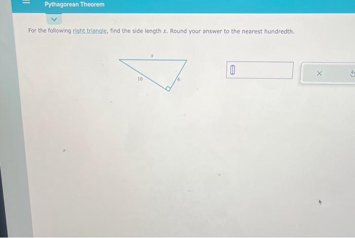 Solved For the following right triangle, find the side | Chegg.com