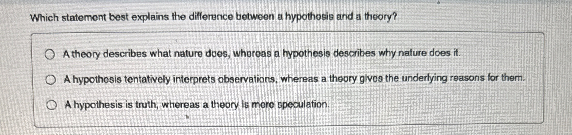 Which statement best explains the difference between | Chegg.com