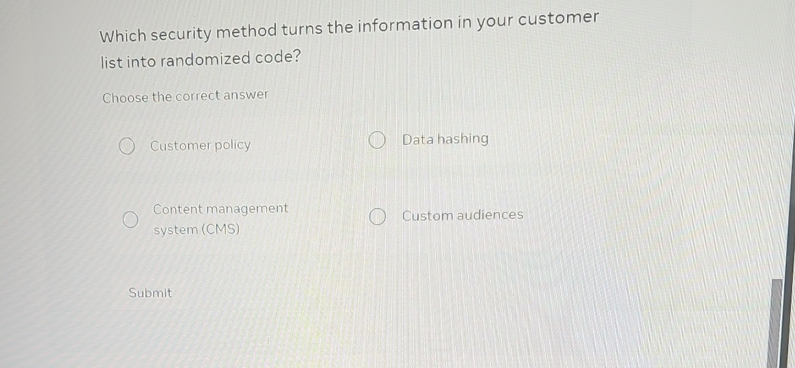 Solved Which security method turns the information in your | Chegg.com