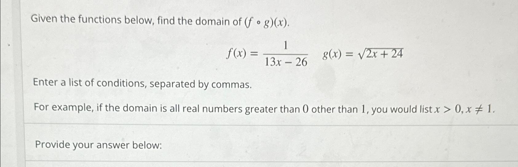 Solved Given the functions below, find the domain of | Chegg.com