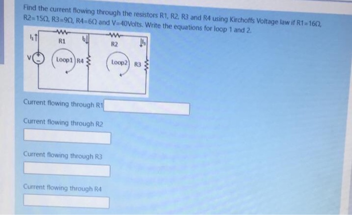 Solved Find the current flowing through the resistors R1, | Chegg.com