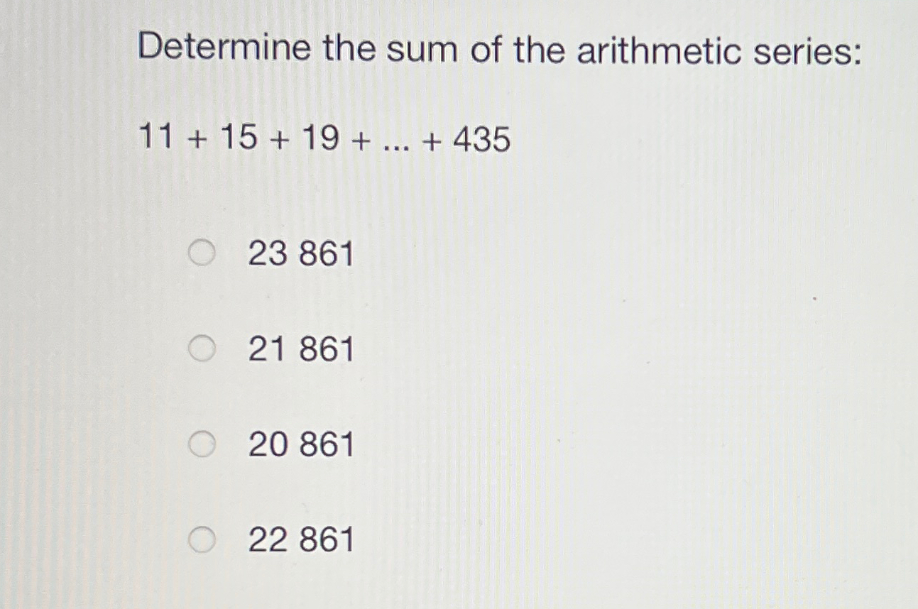 Solved Determine the sum of the arithmetic | Chegg.com