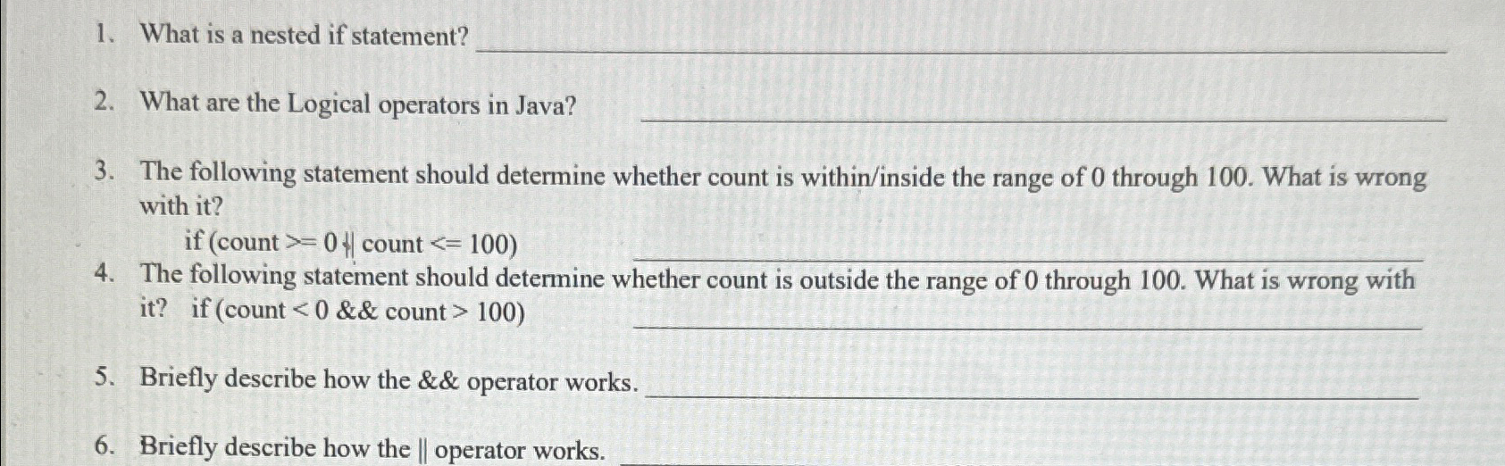 Solved What is a nested if statement?What are the Logical | Chegg.com