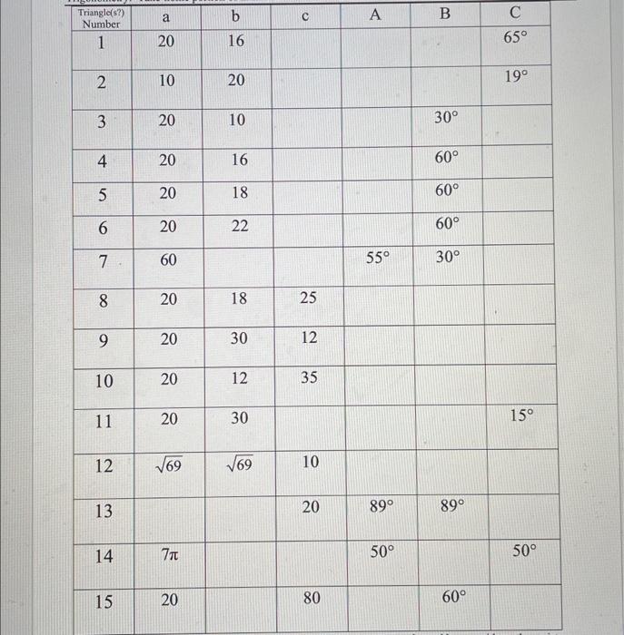 Solved please do triangle numbers 10 and 11 and 12. show | Chegg.com
