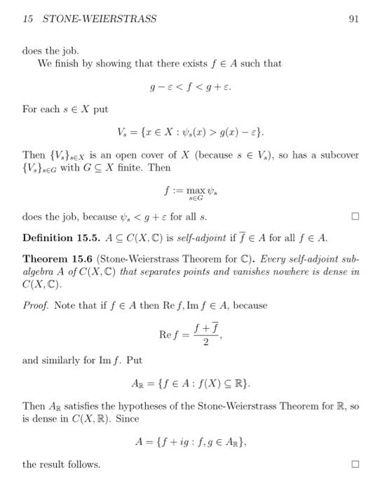 Solved Real Analysis (Stone-Weierstrass): prove the | Chegg.com
