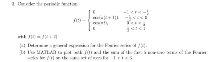 Solved 3. Consider the periodic function f(t) 0, | Chegg.com