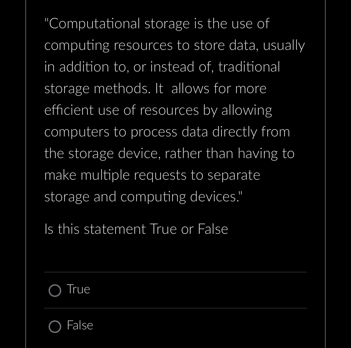 Solved Computational Storage Is The Use Of Computing