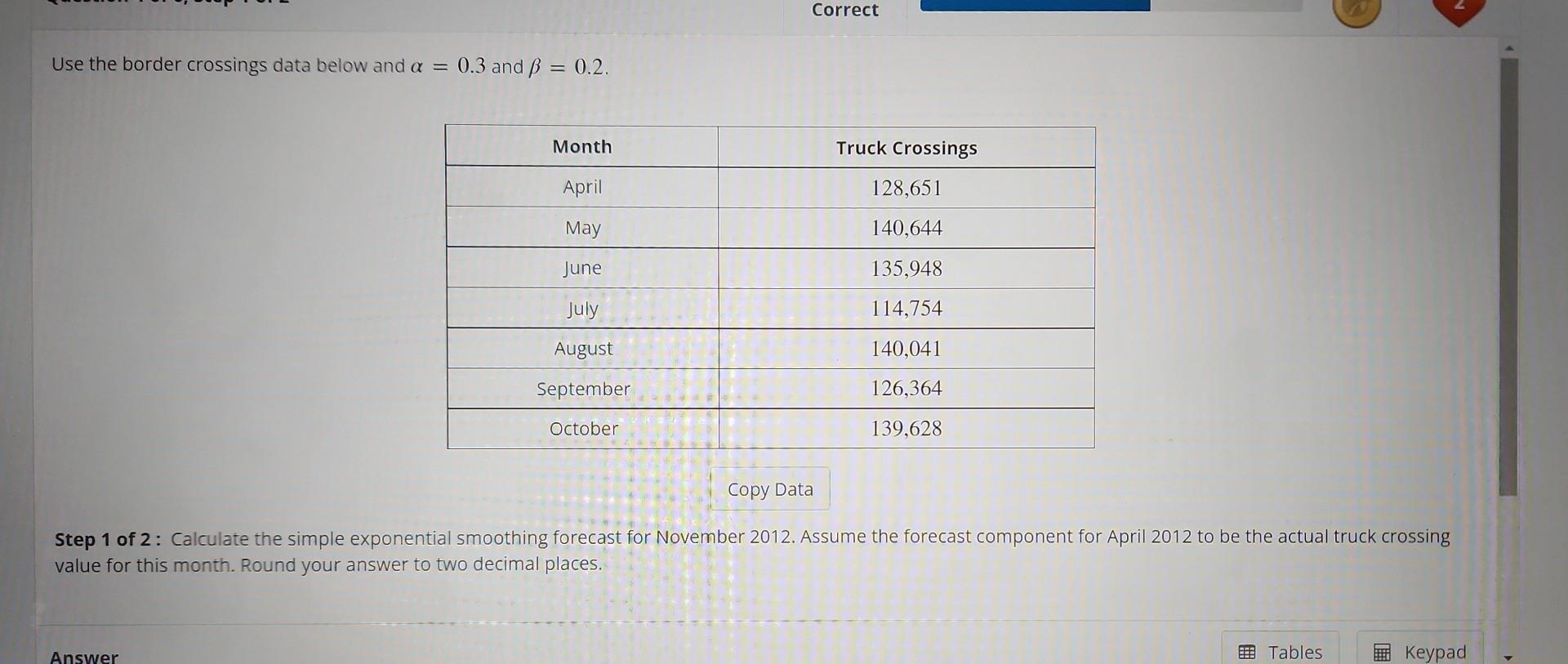 Solved Use the border crossings data below and α=0.3 and | Chegg.com