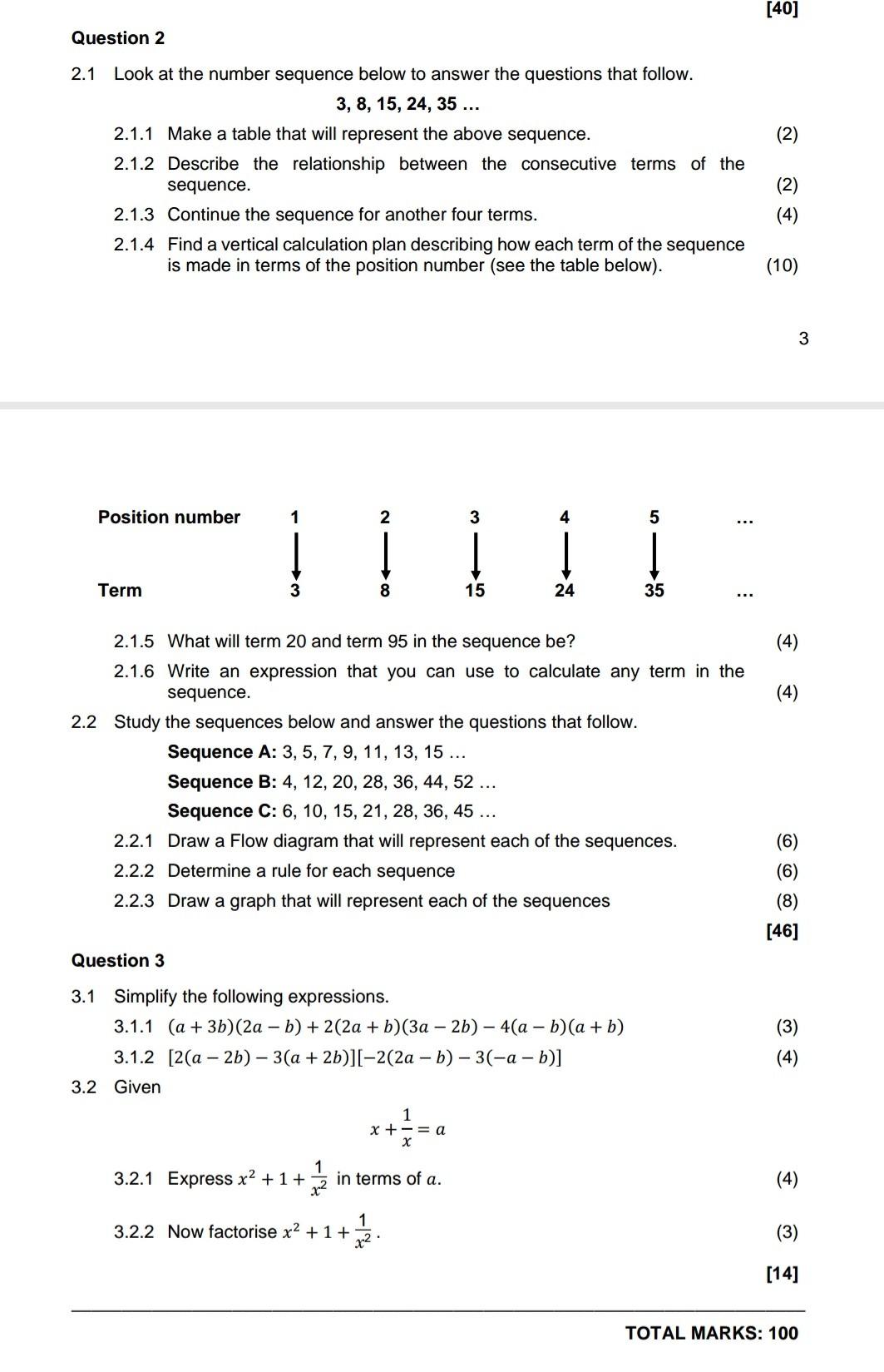 Solved Question 2 2 1 Look At The Number Sequence Below To Chegg
