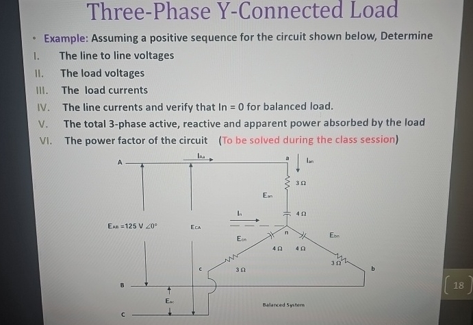 Three-Phase Y-Connected LoadExample: Assuming a | Chegg.com