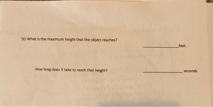 Solved 2. An object is thrown up in the air. Its height (in | Chegg.com