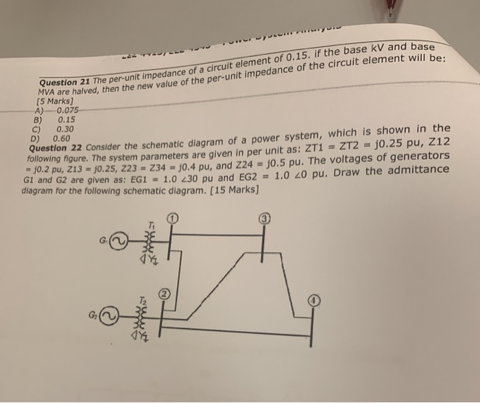 Solved base kV and base on 21 The per-unit impedance of a | Chegg.com