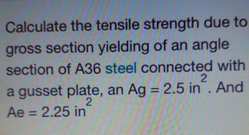 Solved Calculate the tensile strength due to gross section | Chegg.com