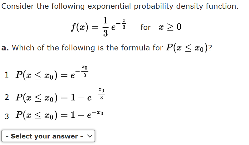 Solved Consider the following exponential probability | Chegg.com