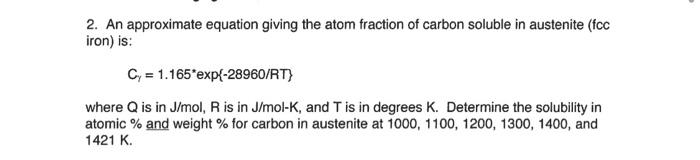 2. An approximate equation giving the atom fraction | Chegg.com