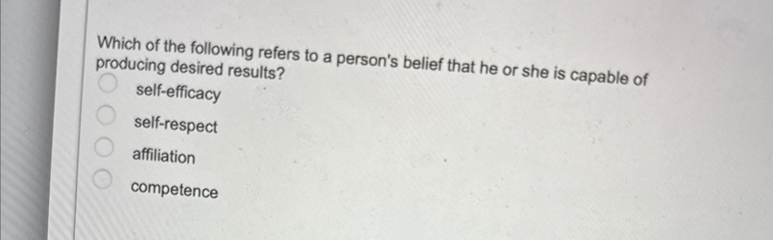 Solved Which of the following refers to a person's belief | Chegg.com