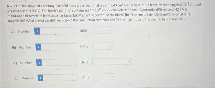 Solved A block in the shape of a rectangular solid has a | Chegg.com