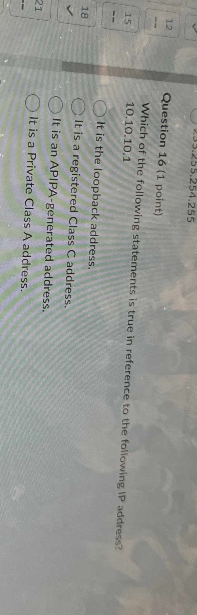 Solved Question 16 (1 ﻿point)Which of the following | Chegg.com
