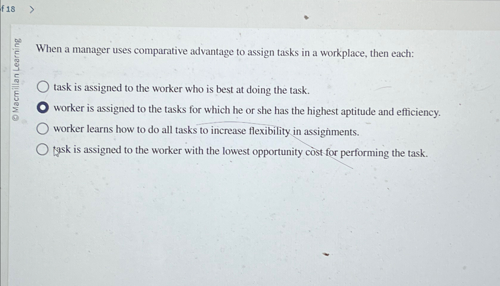 Solved f 18도다. ﻿When a manager uses comparative advantage to | Chegg.com