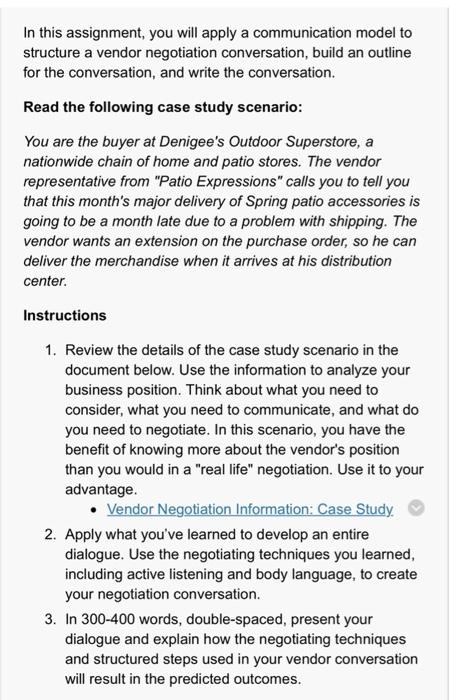 Solved In this assignment, you will apply a communication | Chegg.com