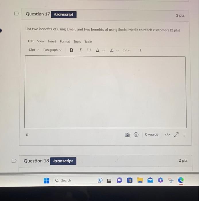 Solved Question 17 2 pts List two benefits of using Email, | Chegg.com