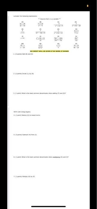 Solved (D) 1 e2 + 8e - 20 (H) 4e +5 7 + e Consider the | Chegg.com