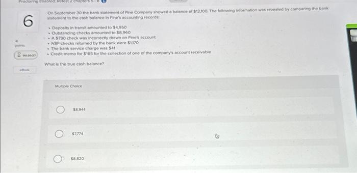 Solved Proctoring Enabled: Retest 2 chapters 5-8 6 4 points | Chegg.com
